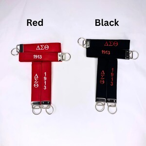 Delta Sigma Theta Red and White Embroidered Key Fob Wristlet Keychain ...