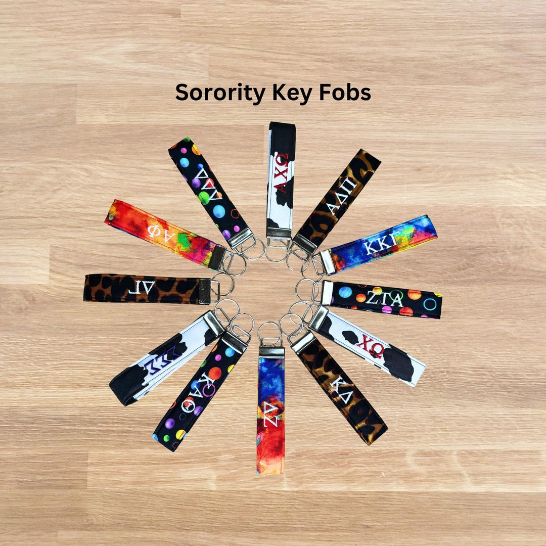 Sorority Greek Letters Embroidered Key Fob, Wristlet, Keychain - Etsy