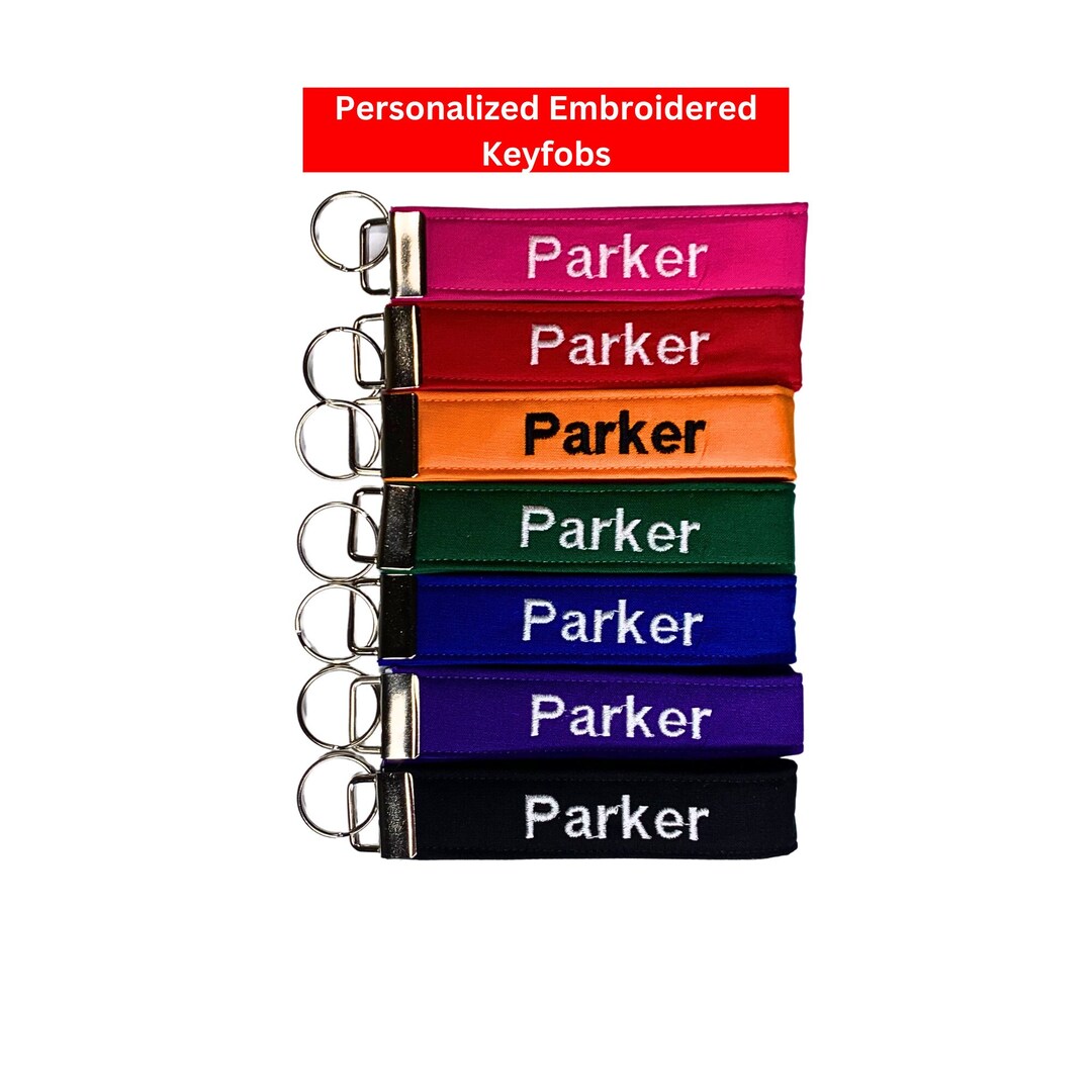 Personalized Embroidered Key Fob, Wristlet, Keychain, Bookbag Tags - Etsy