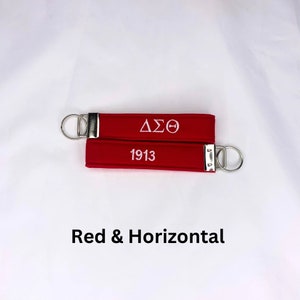 Delta Sigma Theta Red and White Embroidered Key Fob Wristlet Keychain ...