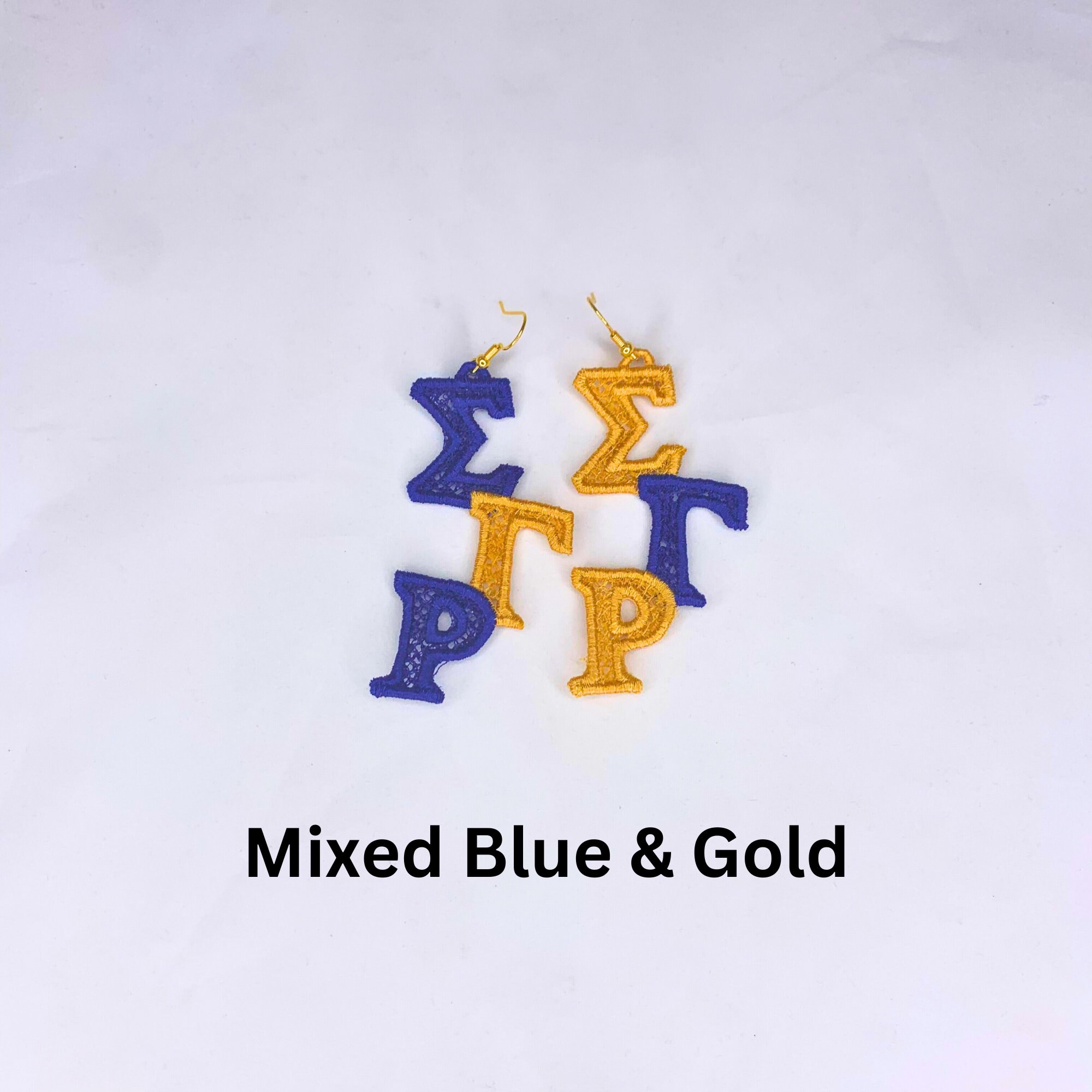 Sigma Gamma Rho Blue and Yellow Embroidered Earrings - Etsy