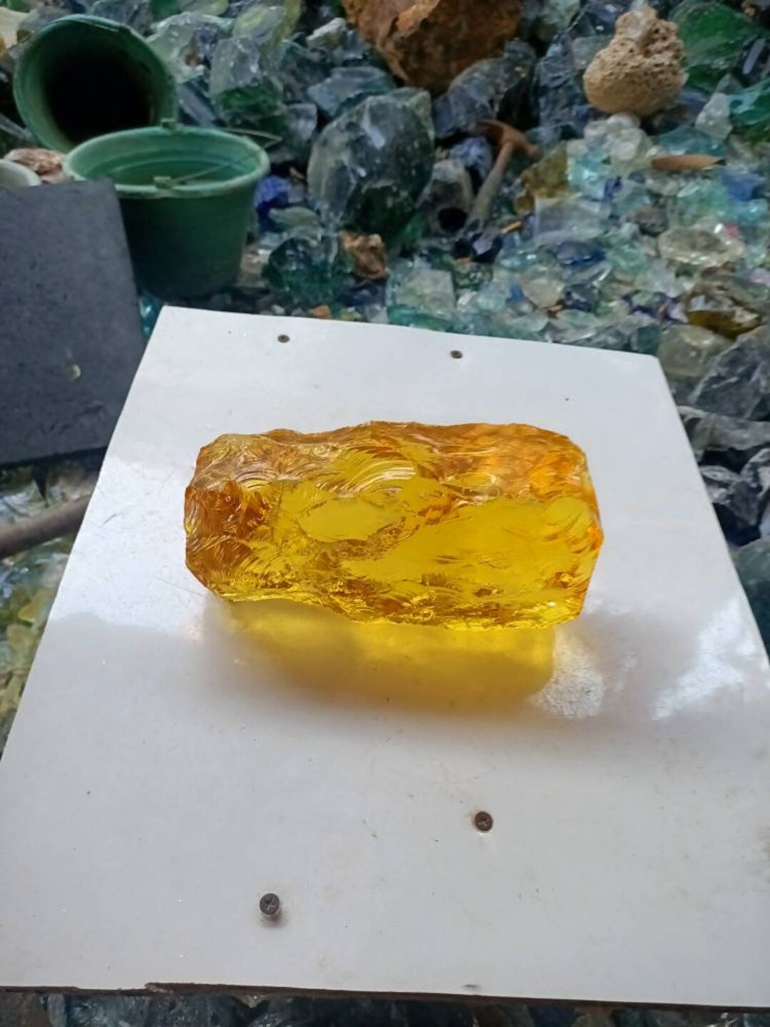 2.7kg(164b) Perfect Shape Gold With Smooth Surface" of Andara Crystal ...