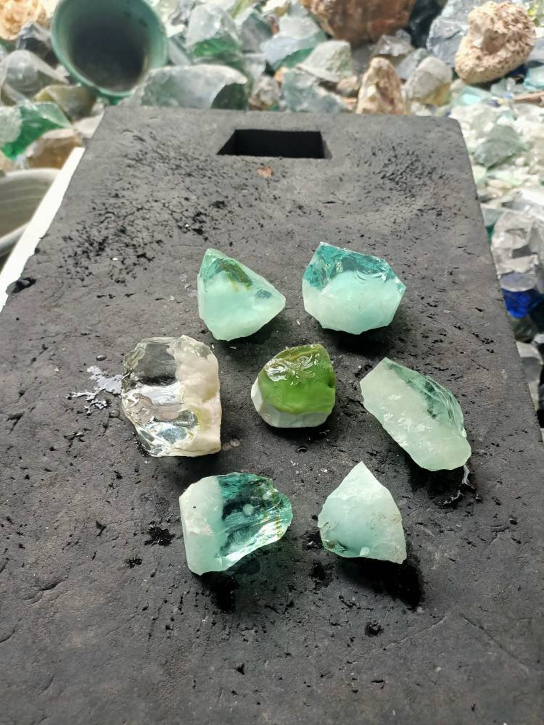 825gr(179b)7pcs "beautiful Specimen From Nature Snow Skin" of Andara ...