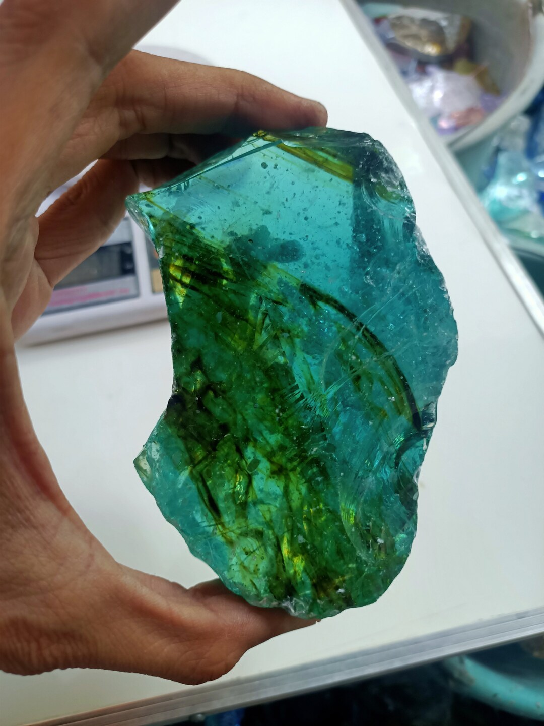 Rare Series!! 0.6kg(eb49) Perfect Shape Small Bright Blue Yellow Snow ...