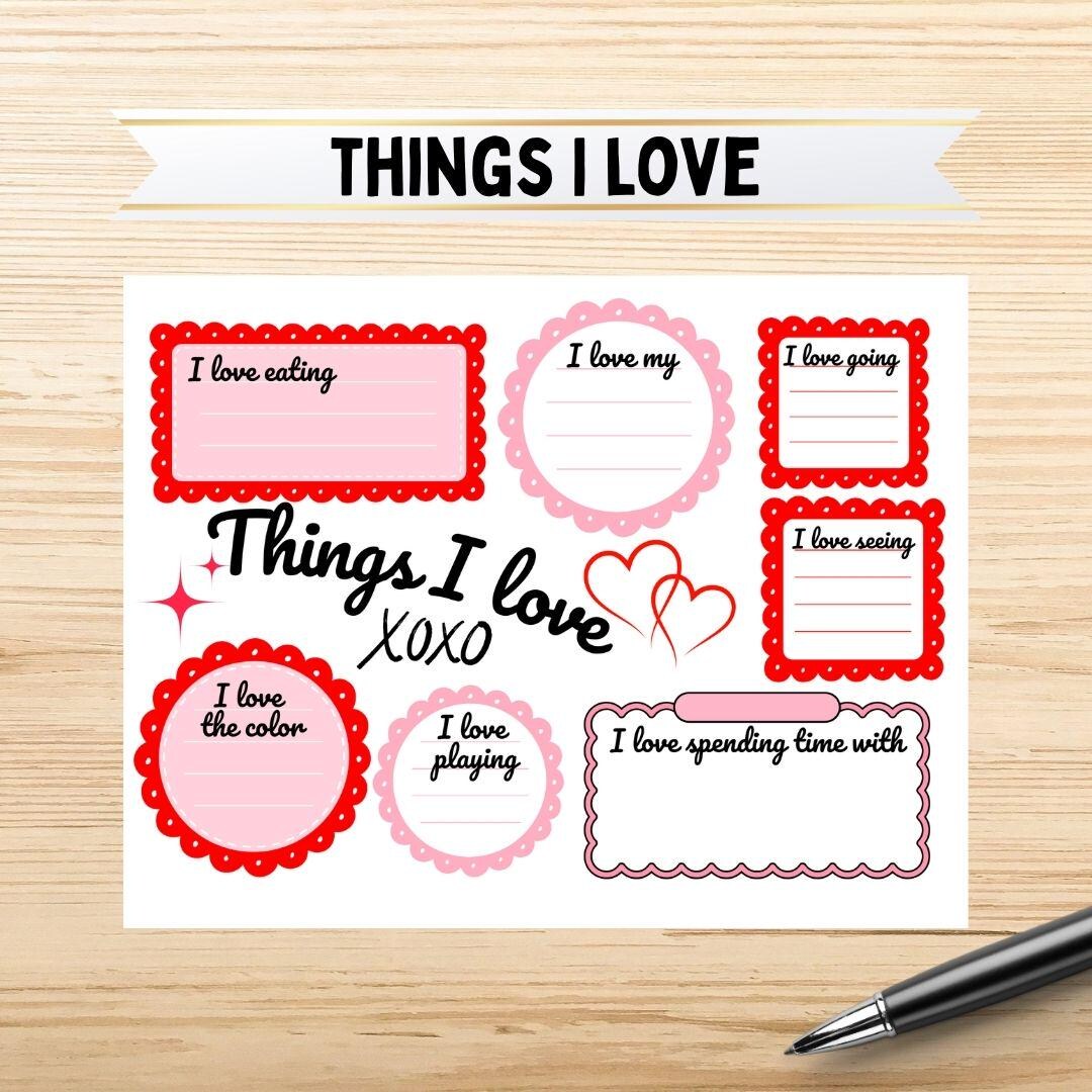 Things That I Love - Valentine Worksheet for Kids, Classroom Activity ...