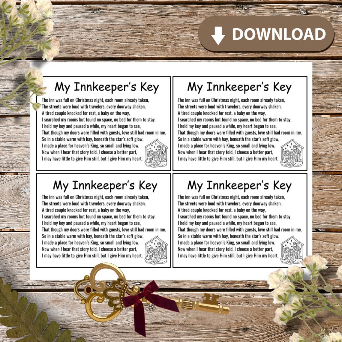 Innkeeper's Key, Christmas Bible Lesson, Nativity Lesson, Christian ...