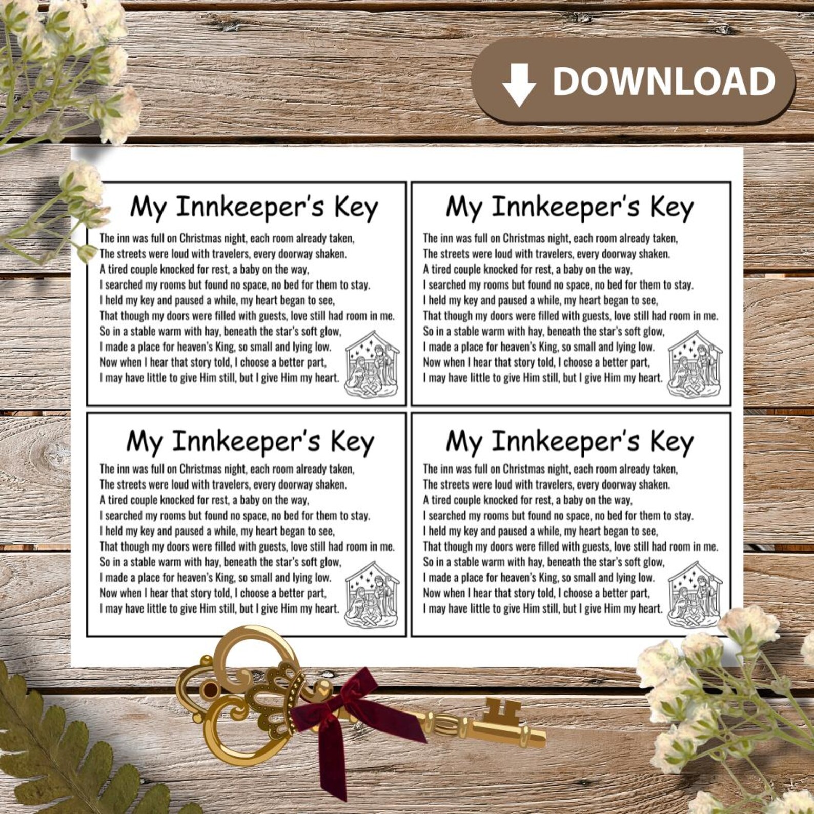 Innkeeper's Key, Christmas Bible Lesson, Nativity Lesson, Christian ...