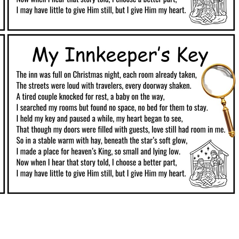 Innkeeper's Key, Christmas Bible Lesson, Nativity Lesson, Christian ...