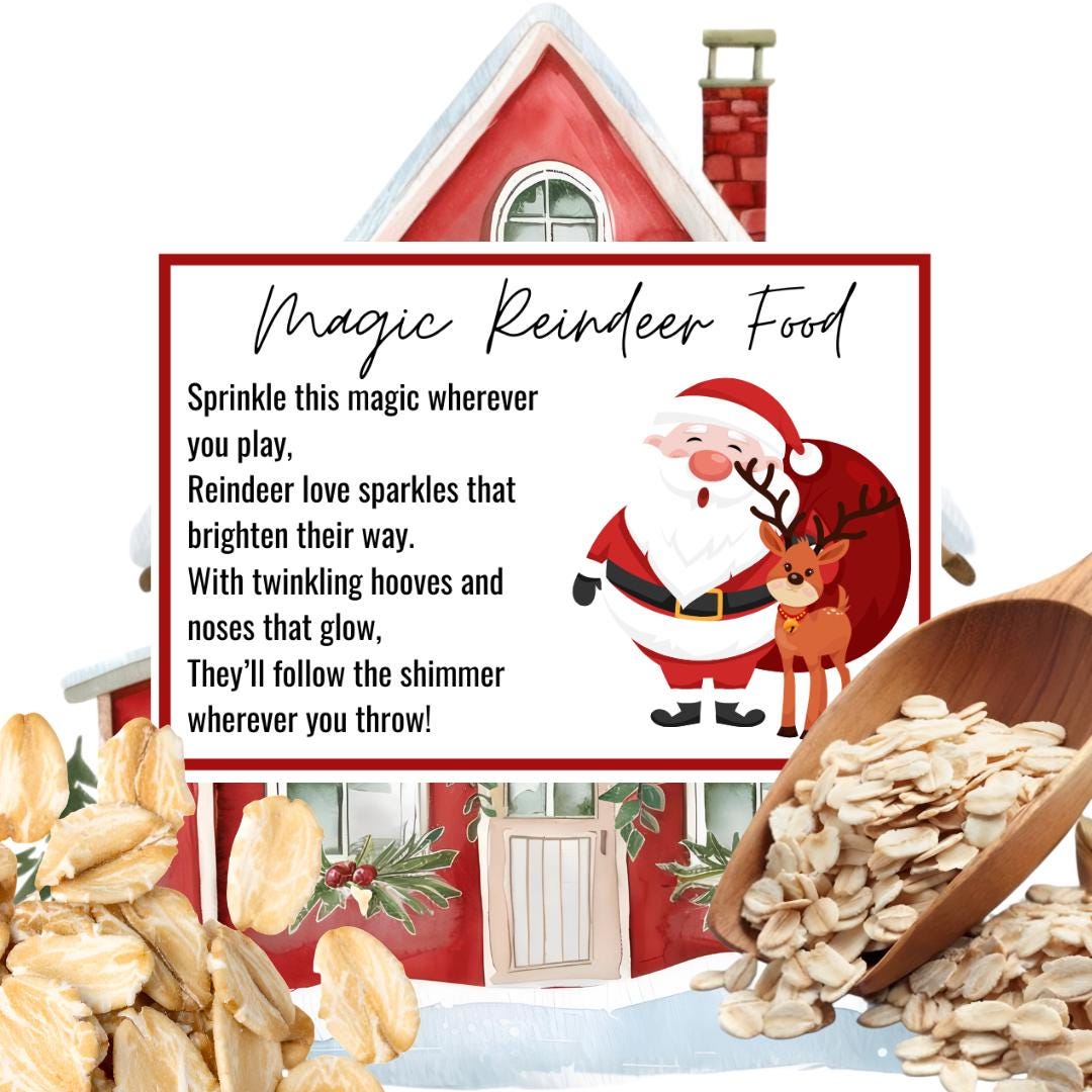 Printable Magic Reindeer Food Label Tag, Christmas Gift Tag, Reindeer ...