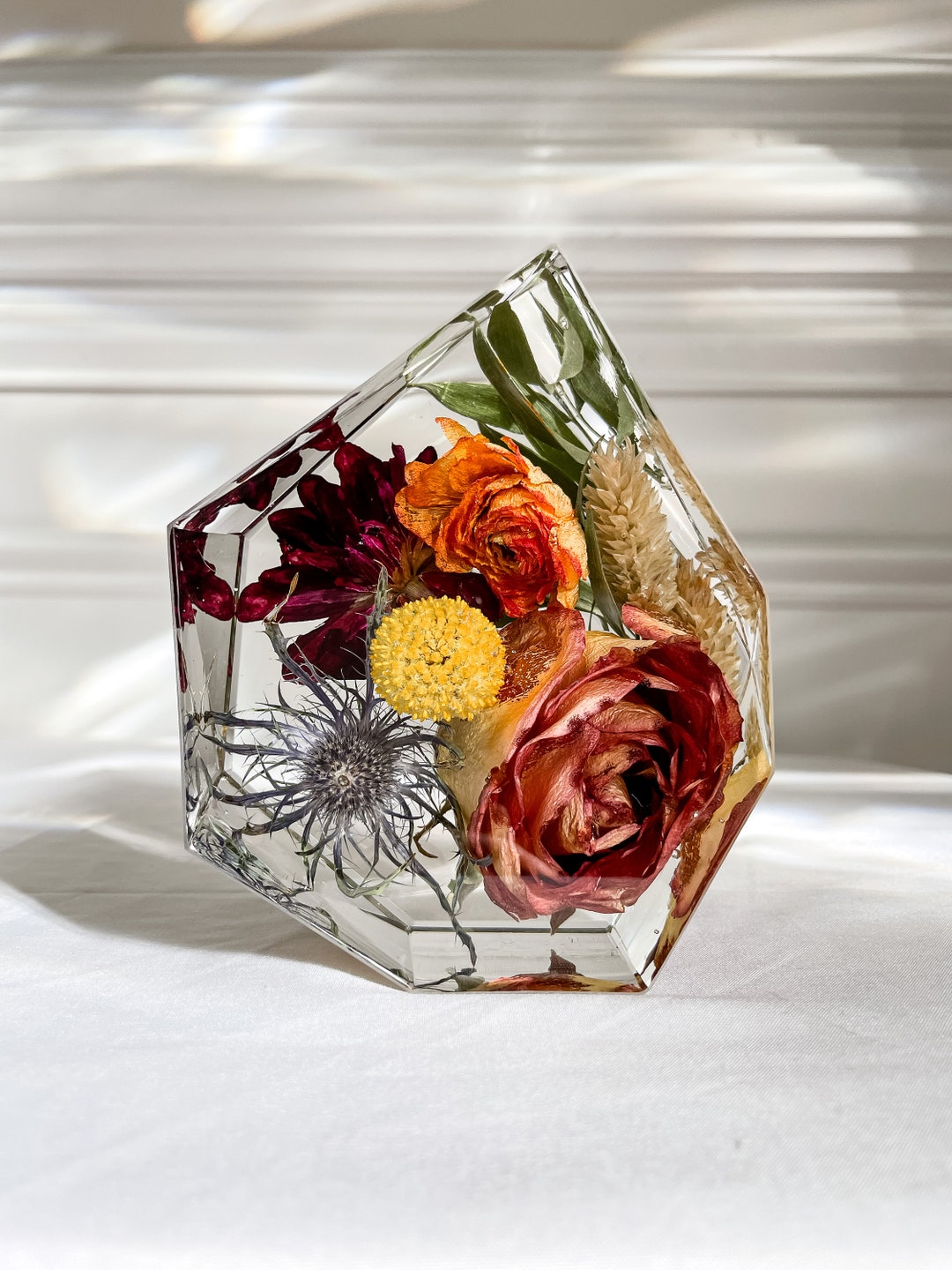 Wedding Floral Preservation Gem Block Resin Floral - Etsy