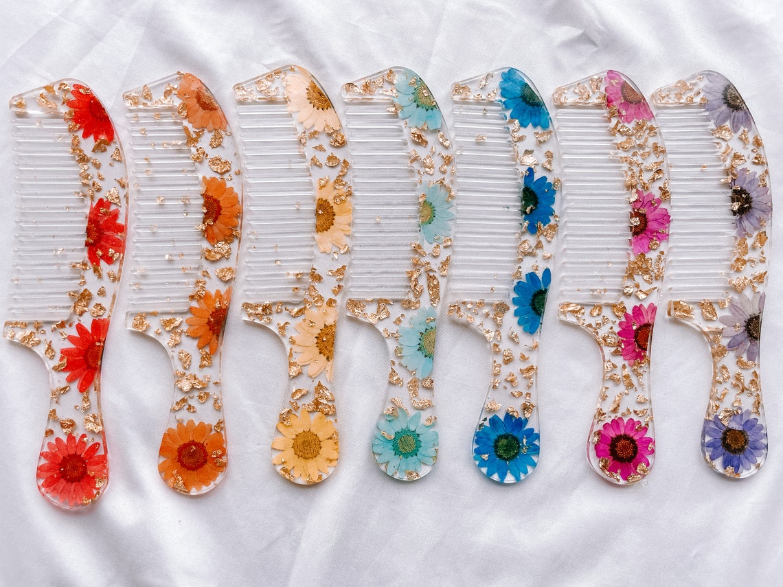 Resin Comb Resin Flower Comb Floral Resin Comb Pressed | Etsy