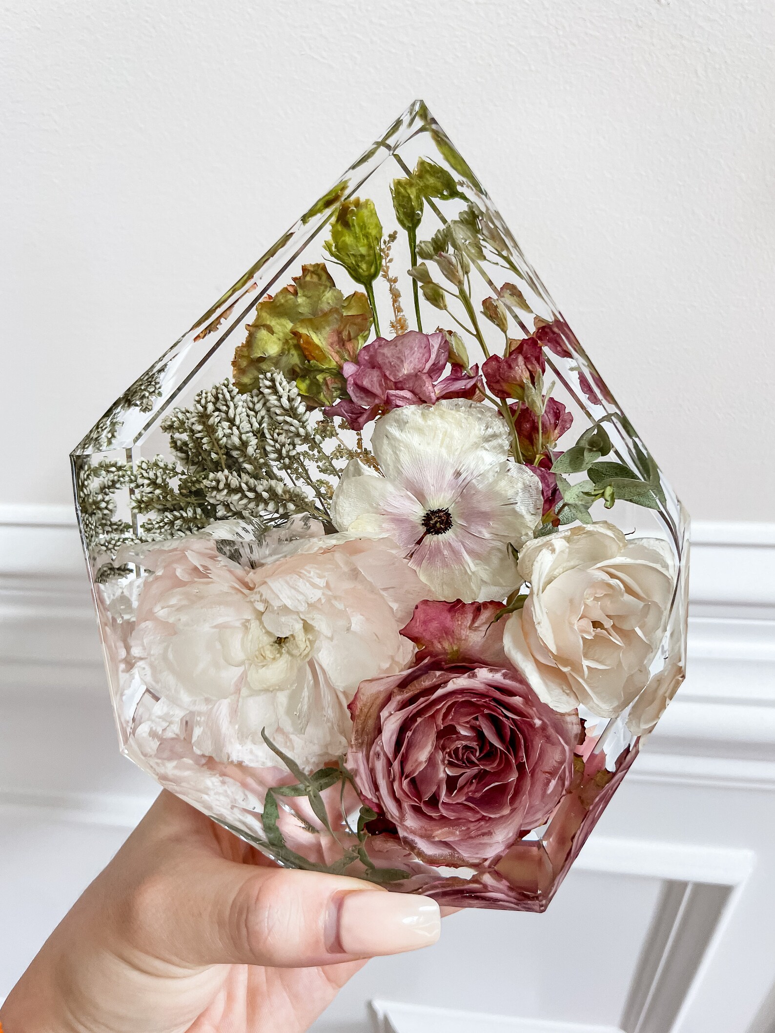 Large Resin Floral Preservation Block: Wedding Bouquet Keepsake (6.5”H ...