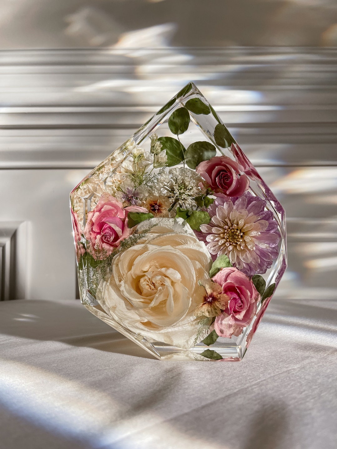 LARGE Gem Block | Wedding Floral Preservation | Resin Floral ...
