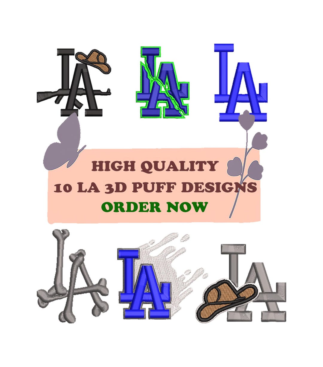 10 LA Dodgers 3D Puff Embroidery Designs for Hats (digital Download) - Etsy