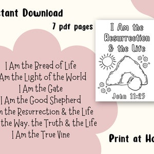 Bible Coloring Pages. Jesus' "i Am" Statements. Digital Download. Bible ...