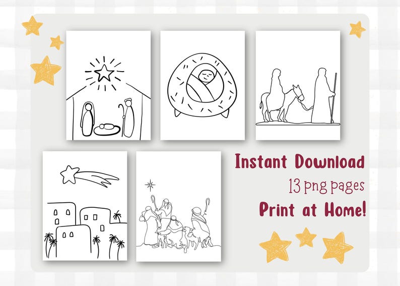 Christmas Coloring Pages for Kids. Nativity Scene. Jesus's Birth ...