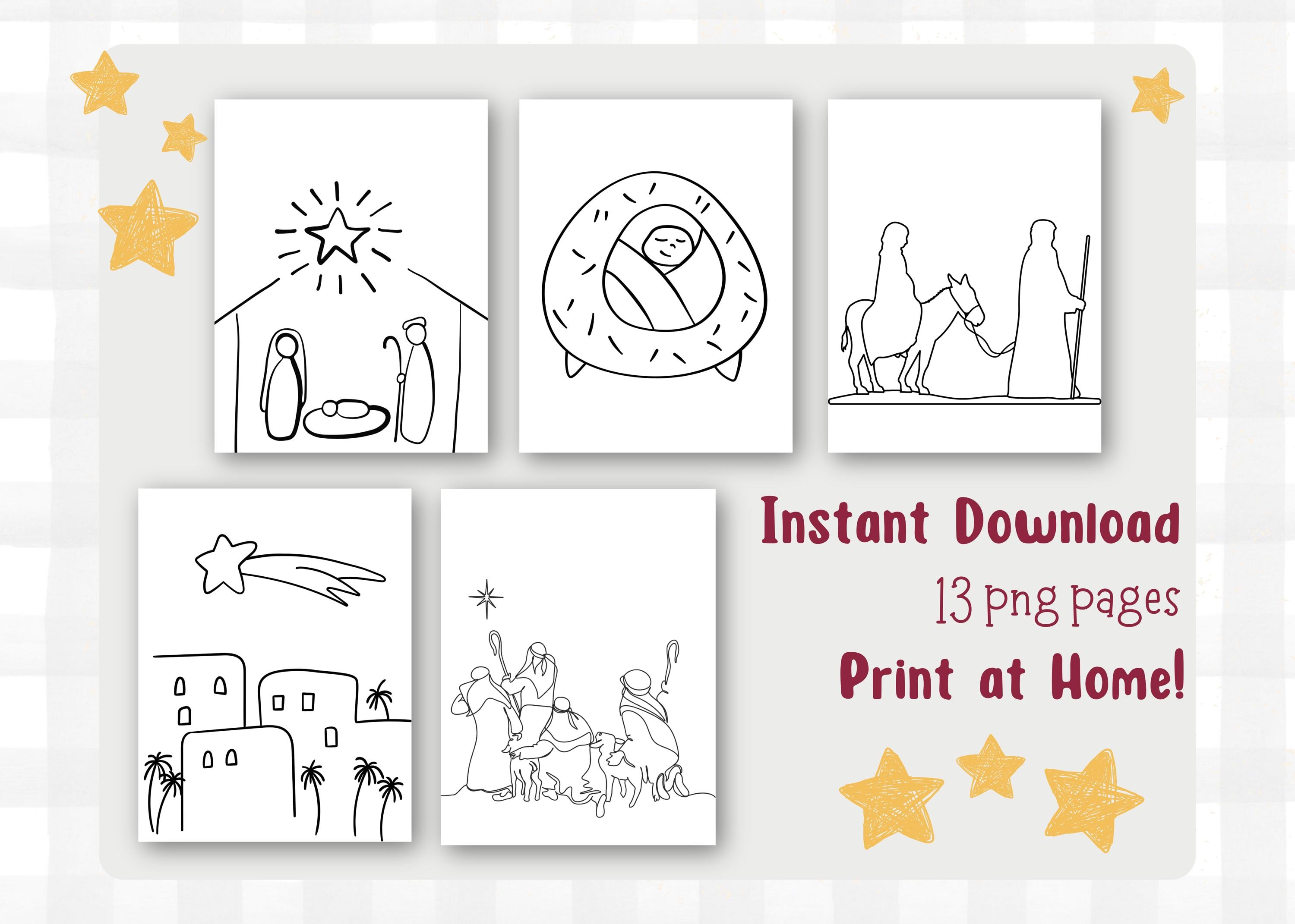 Christmas Coloring Pages for Kids. Nativity Scene. Jesus's Birth ...