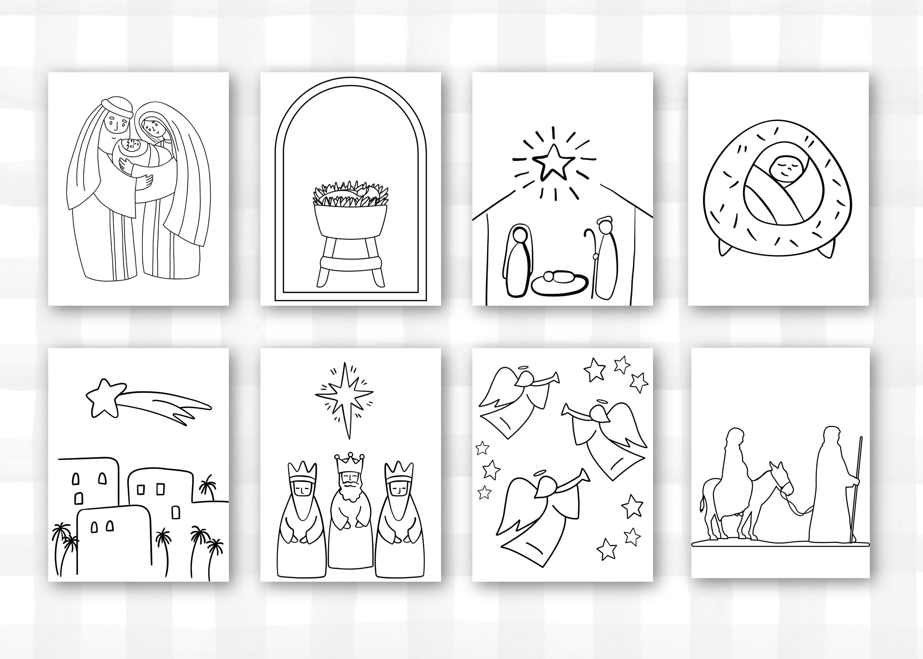 Christmas Coloring Pages for Kids. Nativity Scene. Jesus's Birth ...