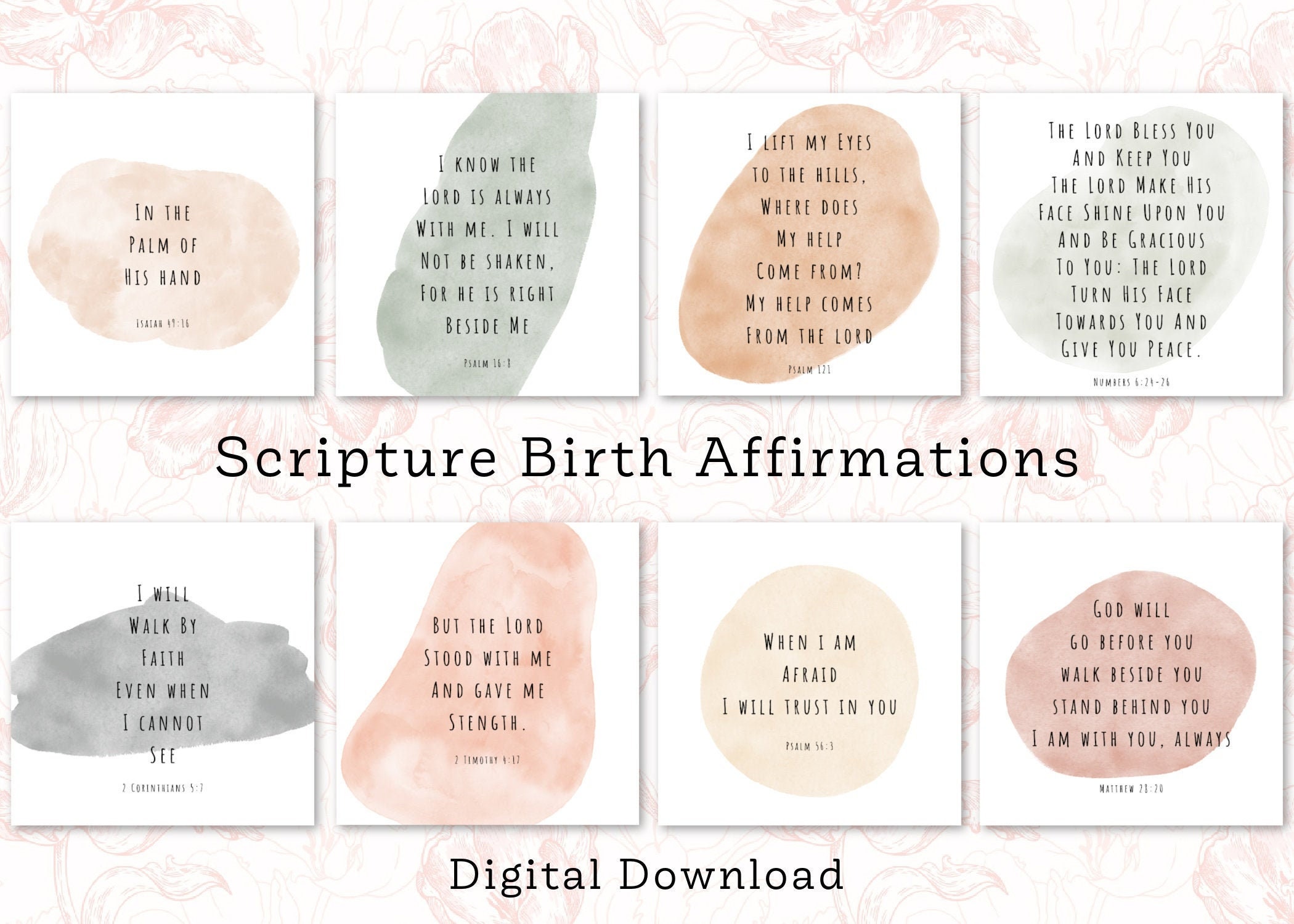 Christian Birth Affirmation Cards 8 Pack. Digital Download. Scripture ...