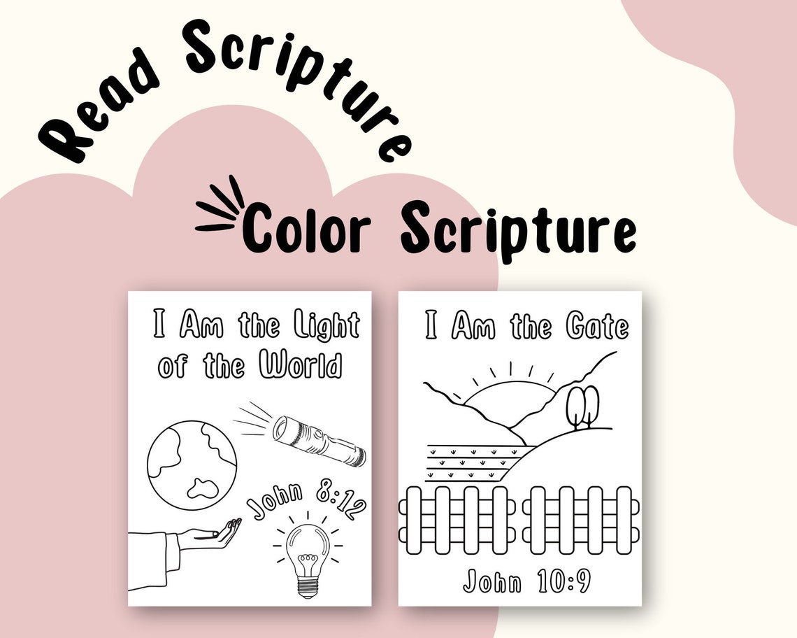 Bible Coloring Pages. Jesus' "i Am" Statements. Digital Download. Bible ...