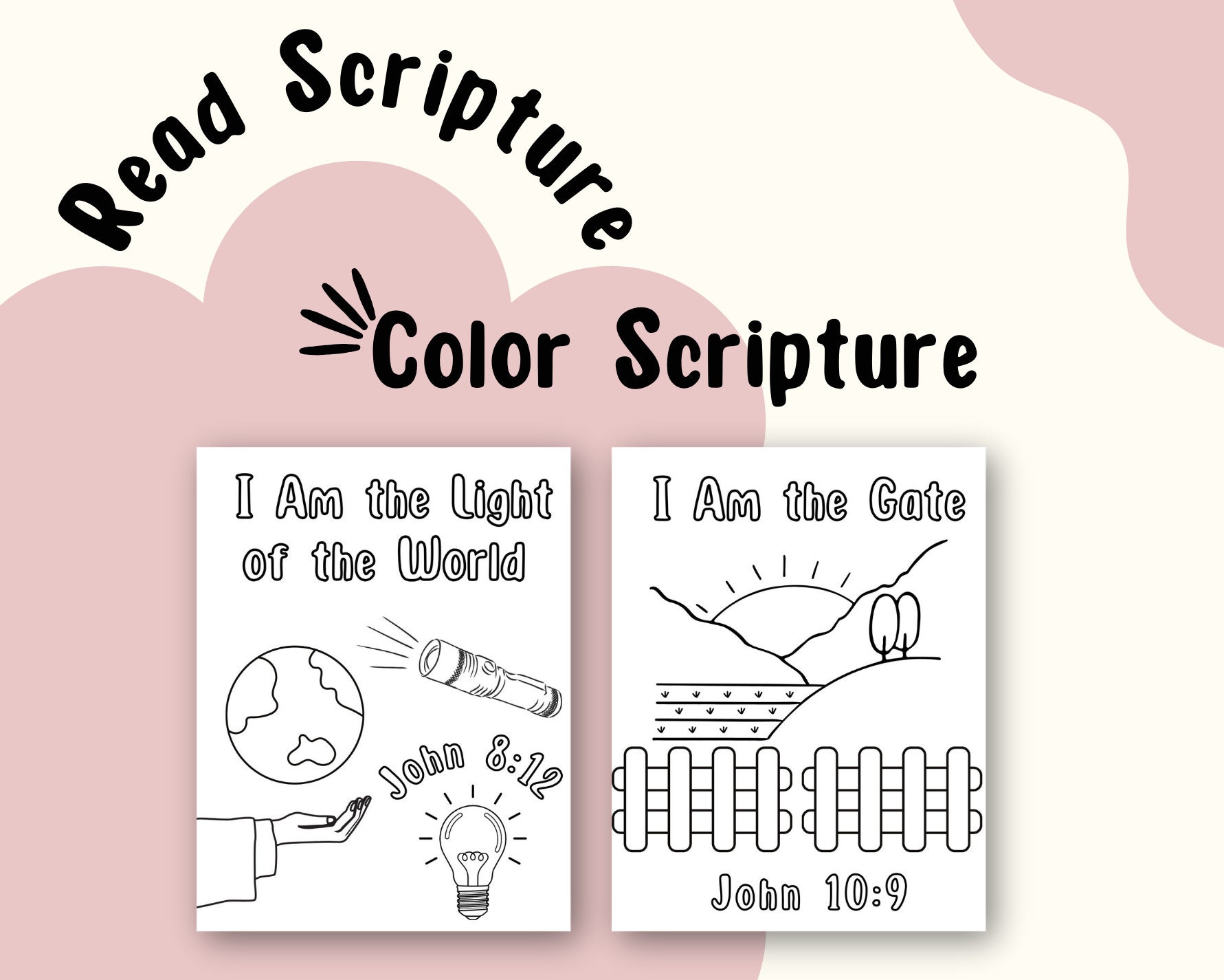 Bible Coloring Pages. Jesus' "i Am" Statements. Digital Download. Bible ...
