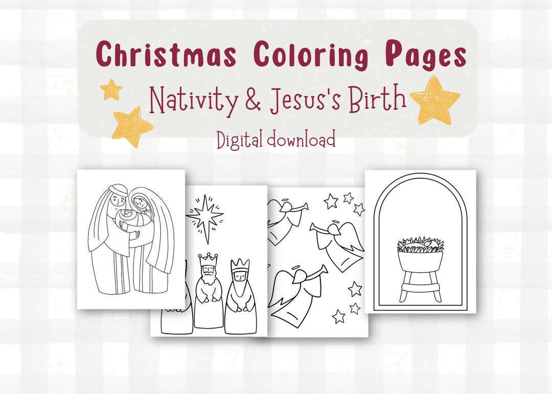 Christmas Coloring Pages for Kids. Nativity Scene. Jesus's Birth ...