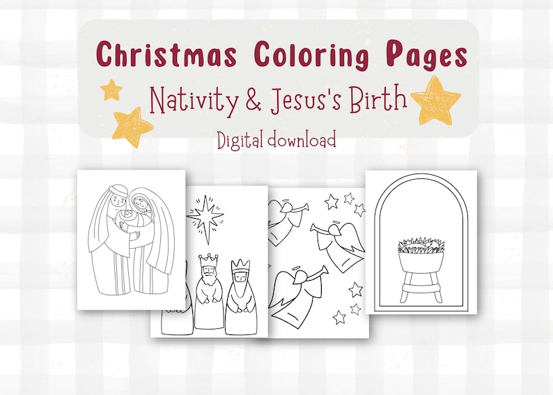 Christmas Coloring Pages for Kids. Nativity Scene. Jesus's Birth ...