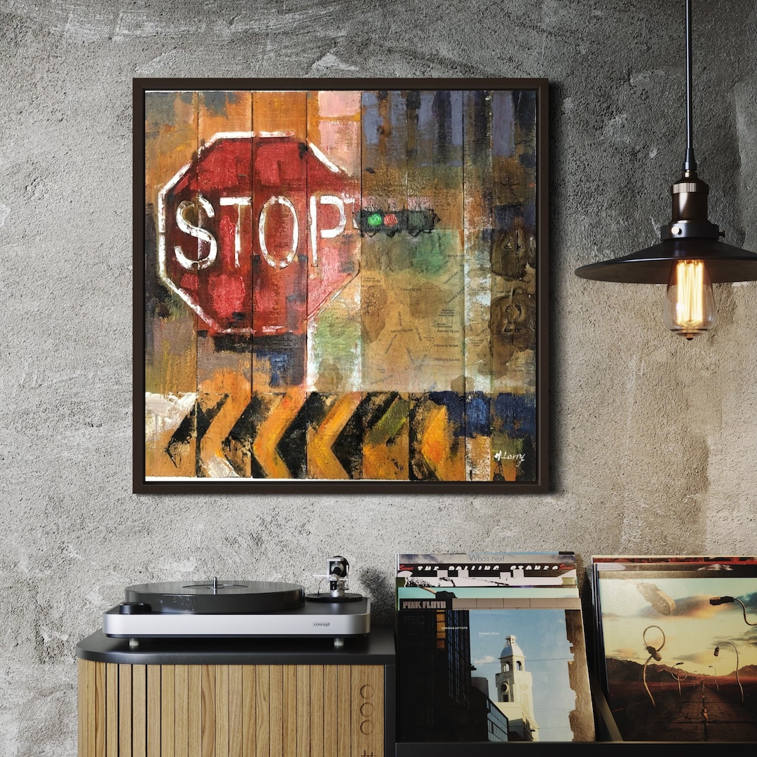 Stop Sign Abstract Street Art: Hand-painted Oil on Wood (20x20) - Etsy