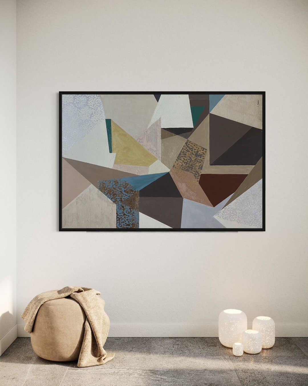 Shape Study, Geometry Cubism Painting. 40 by 60 Inches Minimilasitic ...