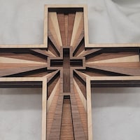 Rustic Layered Wood Cross: Christian Home Decor, Faith Wall Art (24x14 ...