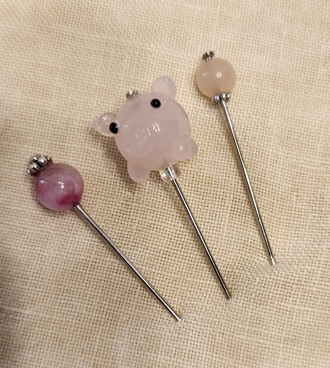 Cute Pink Glass Pig Decorative Pins - Etsy