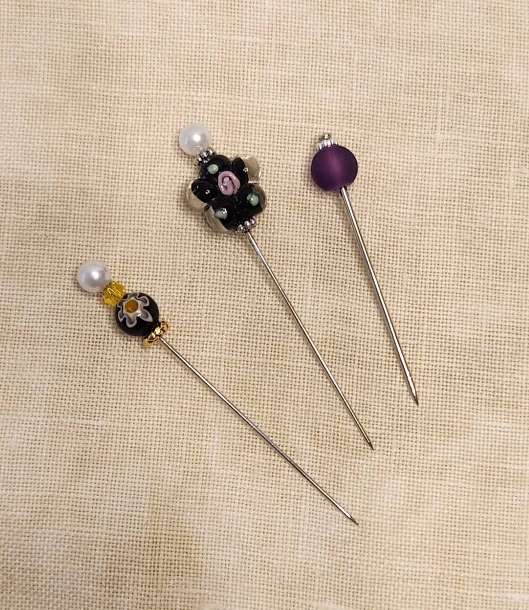 Purple Flower Glass Pins: Cross Stitching Project Set - Etsy