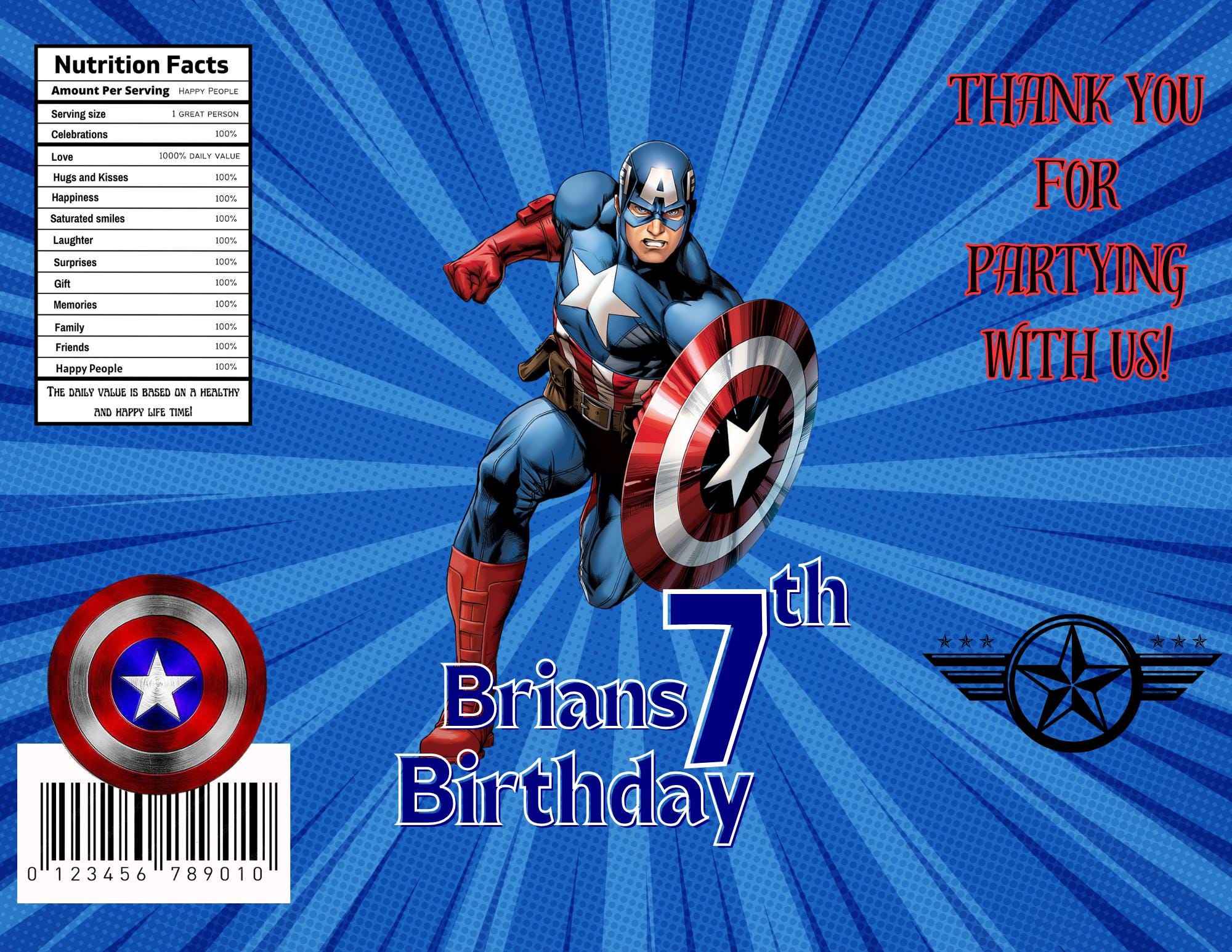 Captain America Chip Bag Instant Download, Birthday, Event, Party ...