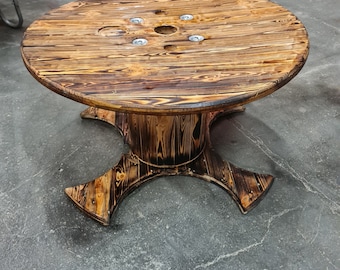 Circular Round Reclaimed Cable Reel Coffee Table With Shelf - Etsy UK