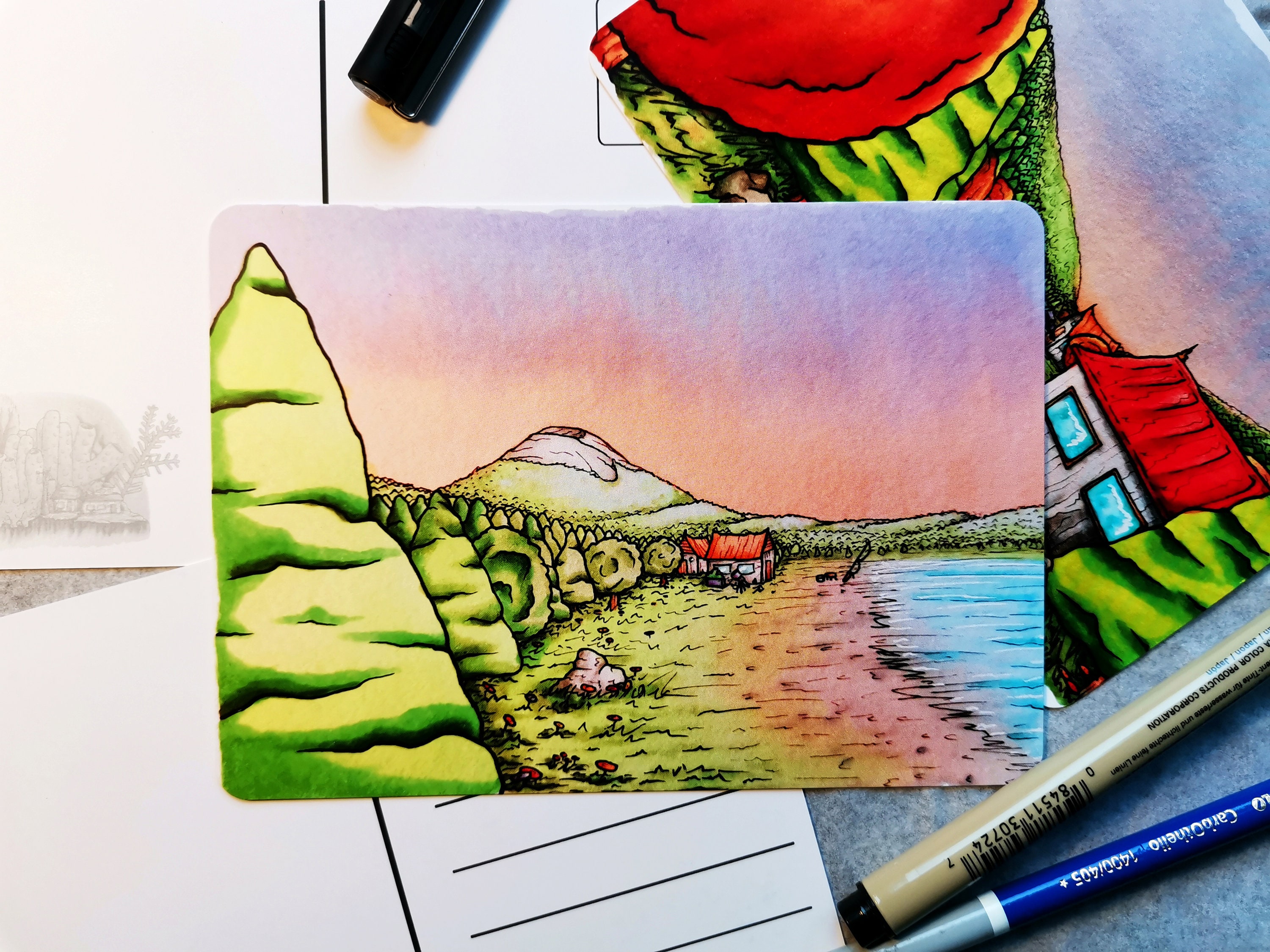 Four Seasons Postcard Set, Landscapes of Spring, Summer, Autumn, Winter ...