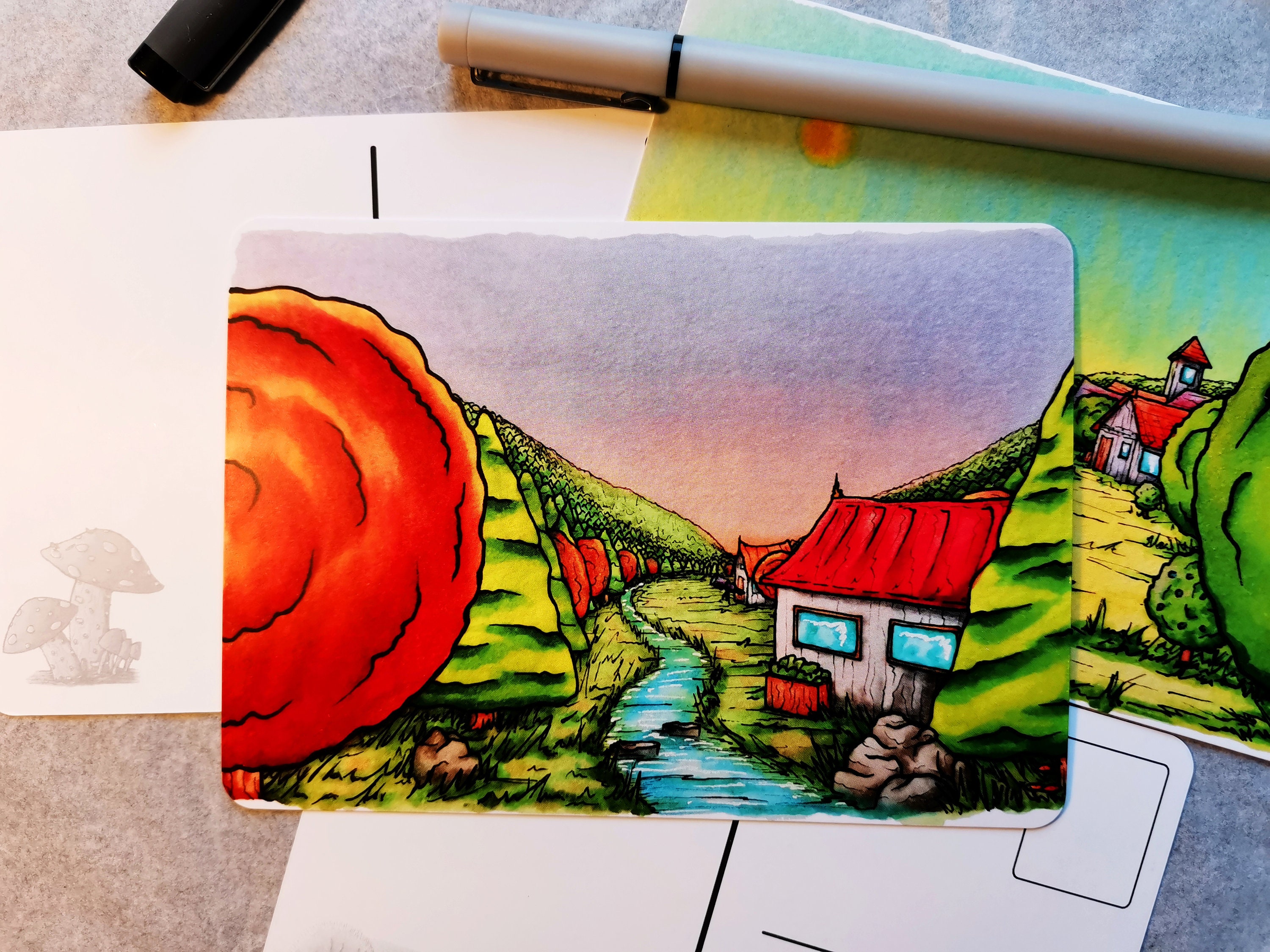 Four Seasons Postcard Set, Landscapes of Spring, Summer, Autumn, Winter ...