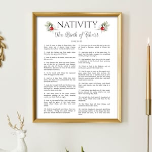 Nativity the Birth of Christ Printable, Nativity Scripture Print, Luke ...