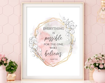 Mark 9:23 Everything is Possible Printable Bible Verse Wall - Etsy