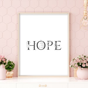 Hope Wall Art Print, Hope Printable Wall Art, Hope Wall Decor, Hope ...