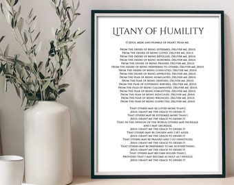 Litany of Humility Prayer Card Printable, Humility Prayer Print ...