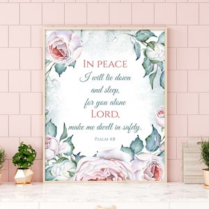 Psalm 4:8 Printable Scripture Wall Art - Etsy