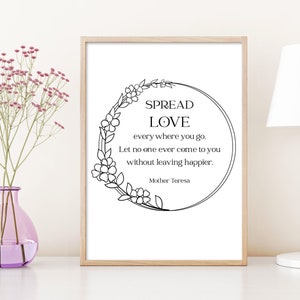 Spread Love Printable, Mother Theresa Quote Wall Art, Mother Theresa ...