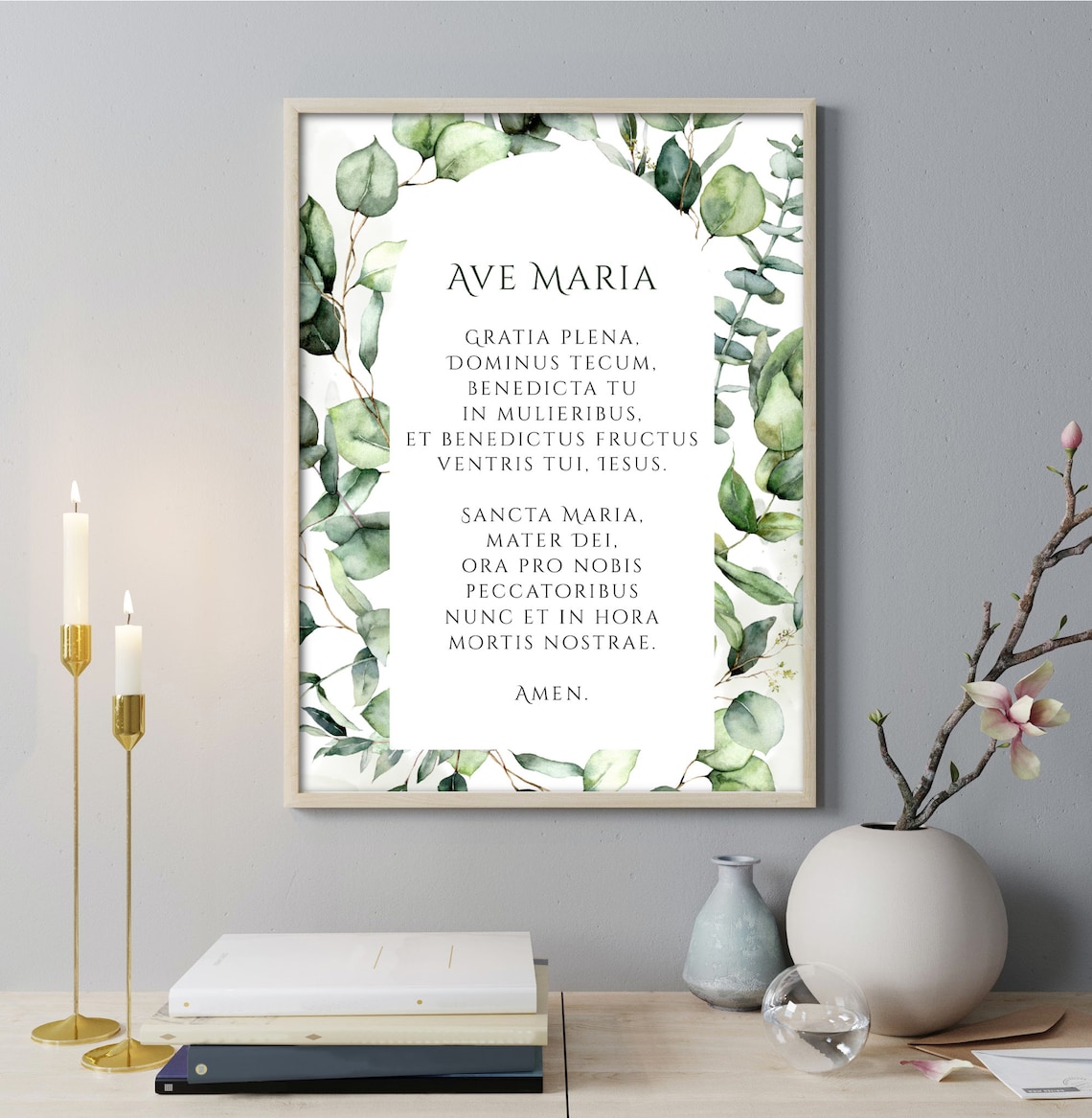 Ave Maria Prayer Printable, Ave Maria Wall Art, Ave Maria Print, Hail ...