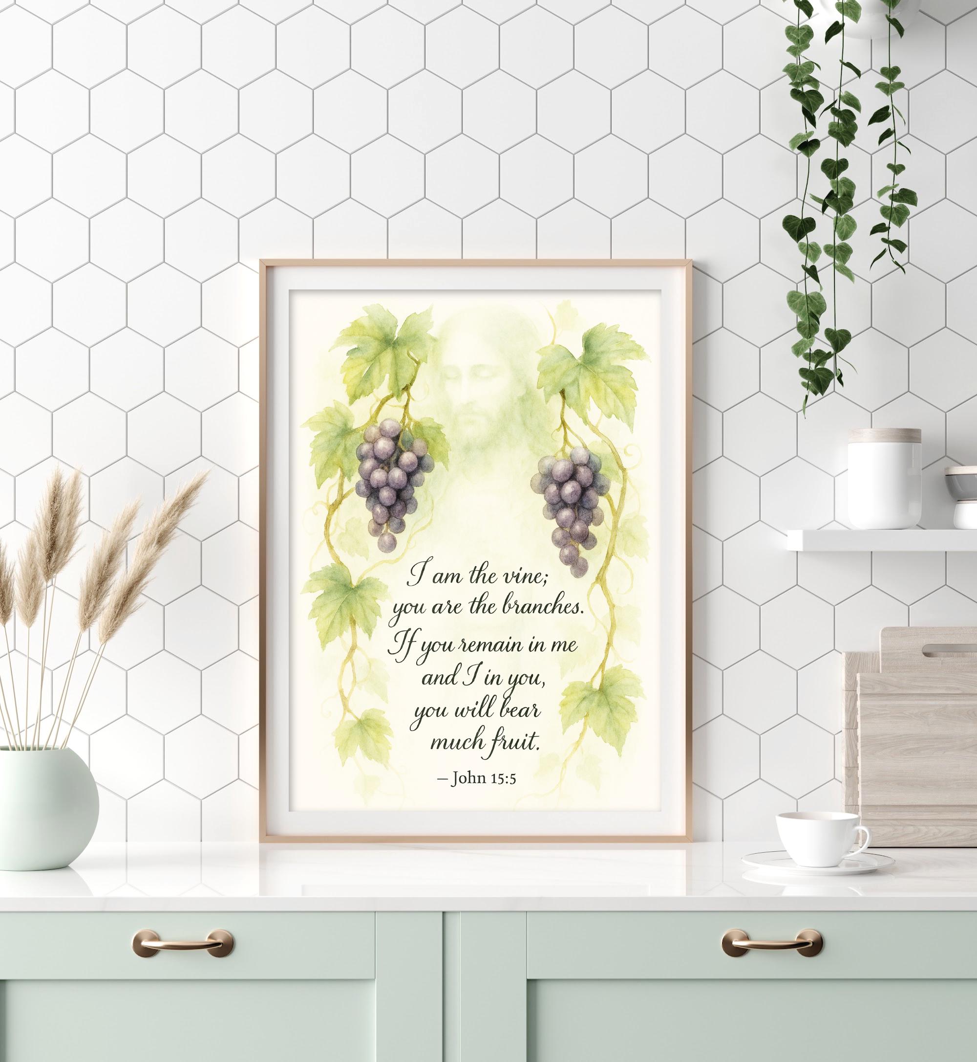 I Am the Vine Poster Printable, John 15:5 Poster Printable Wall Art, I ...