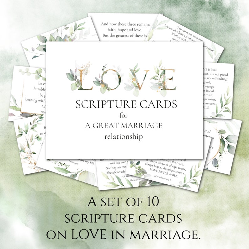 LOVE Scripture Cards Printable, LOVE Bible Verse Cards, Wedding ...