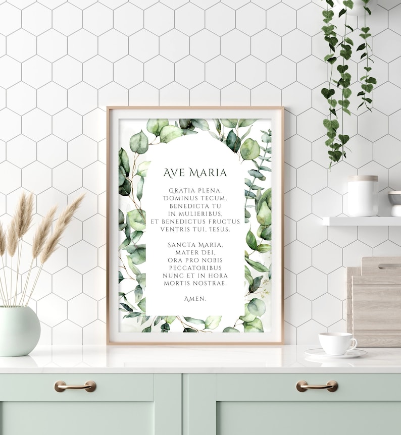 Ave Maria Prayer Printable, Ave Maria Wall Art, Ave Maria Print, Hail ...