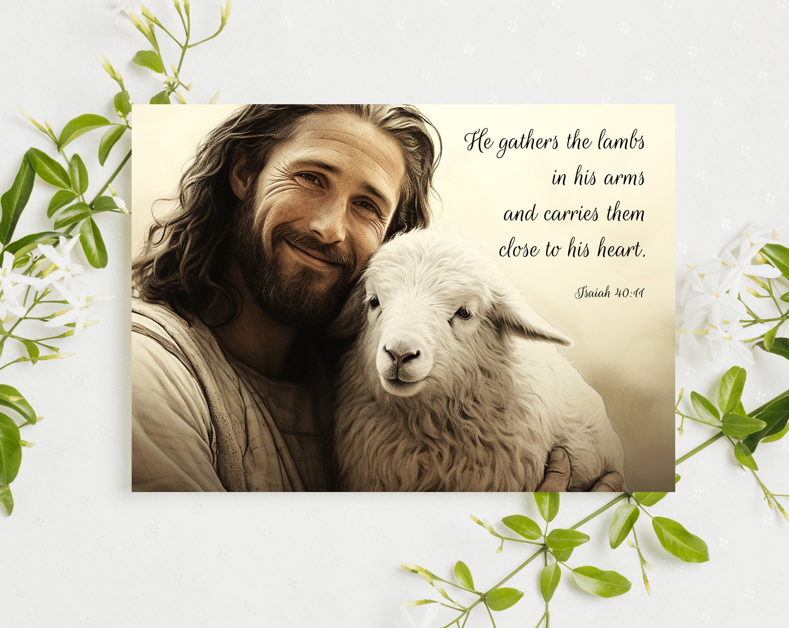 Jesus the Good Shepherd Greeting Card Printable, Christ Greeting Card ...