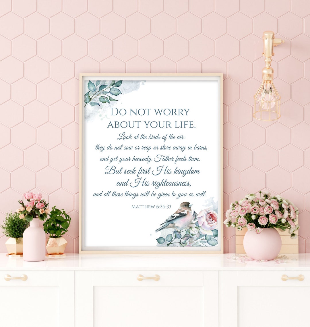 Do Not Worry Printable, Matthew 6 25, Hope Scripture Wall Art ...