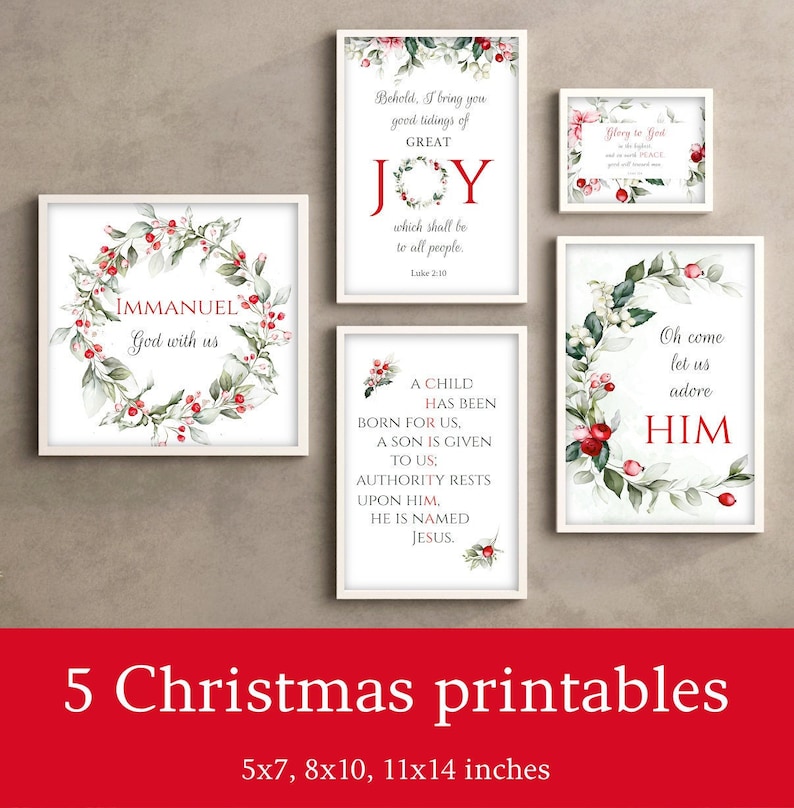 Christmas Bible Verse Printables, Christmas Wall Art Bundle Printable ...