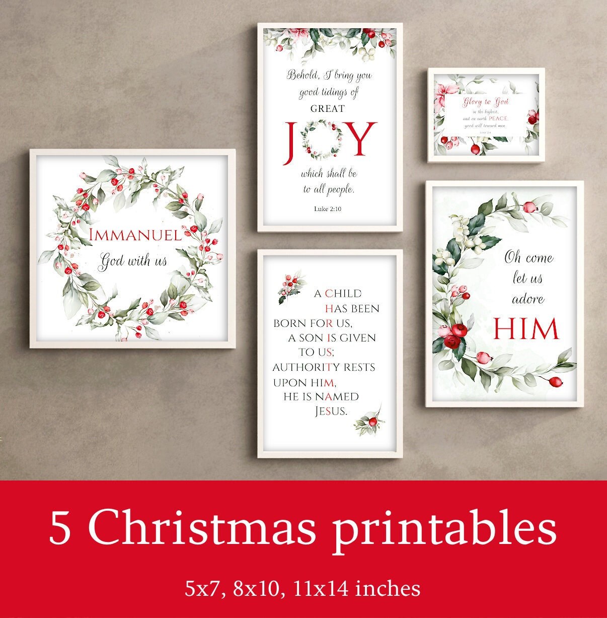 Christmas Bible Verse Printables, Christmas Wall Art Bundle Printable ...
